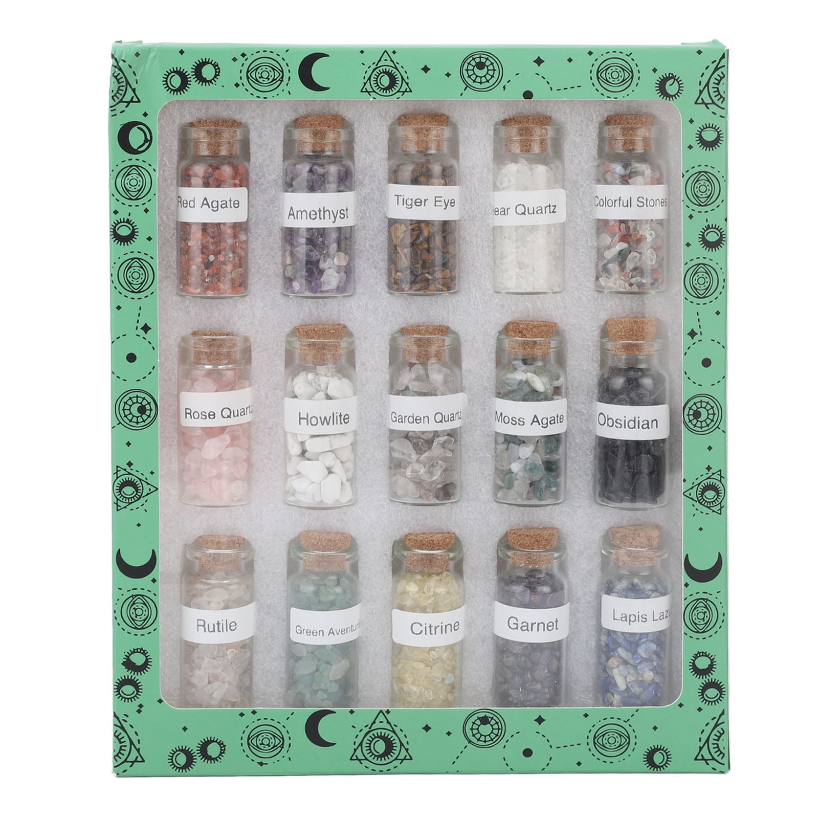 15pcs Different Stone Chips Healing Stones in Glass Bottles Chakra ...