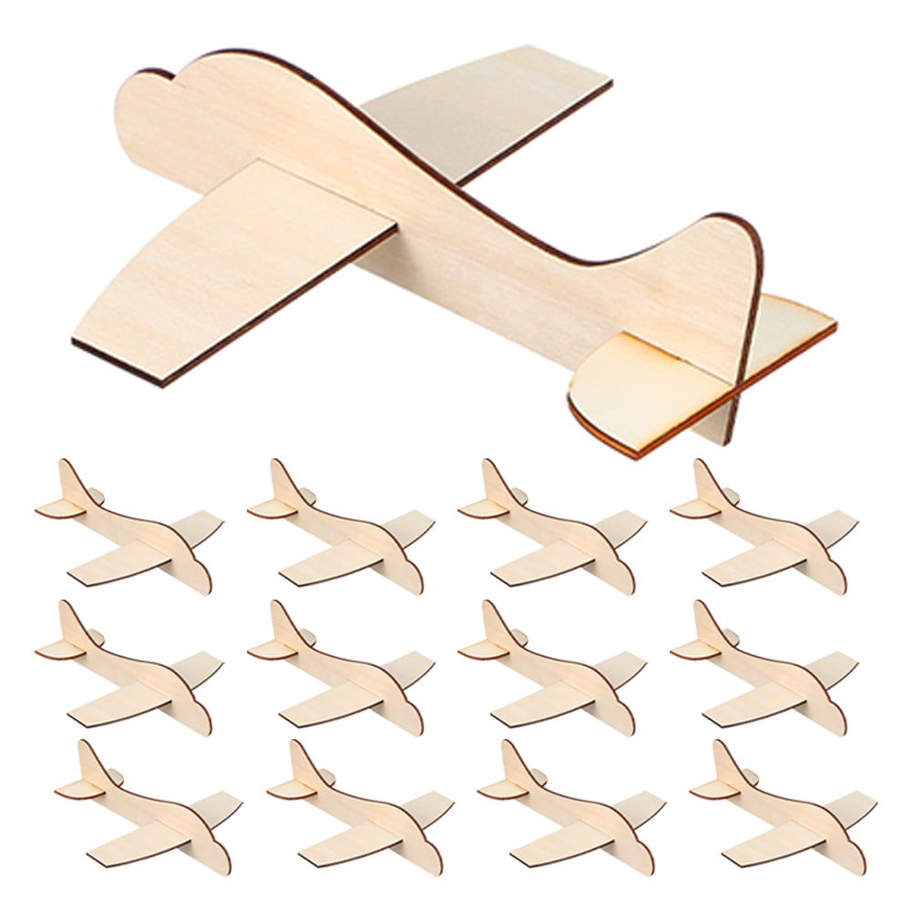 Masteelf Creative Beige Wooden Airplane Model for Kids DIY Decor 15pcs ...
