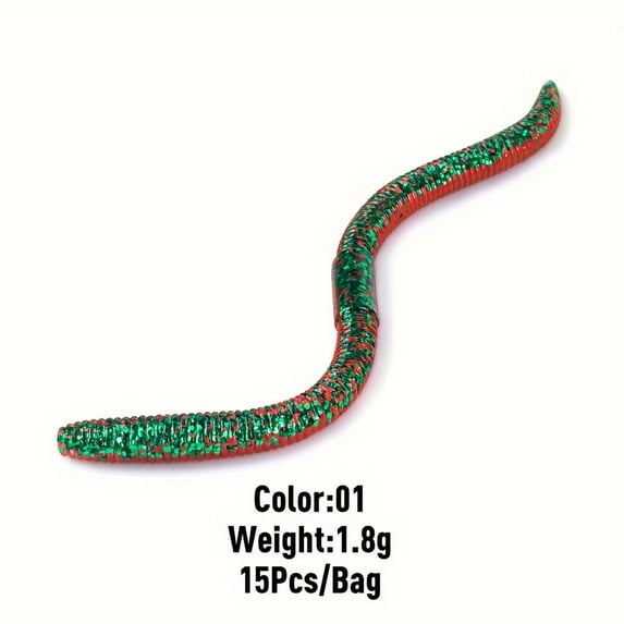 15pcs Earthworm Soft Bait 1.8g 2.8g 96mm 120mm Artificial Slow-Sinking ...