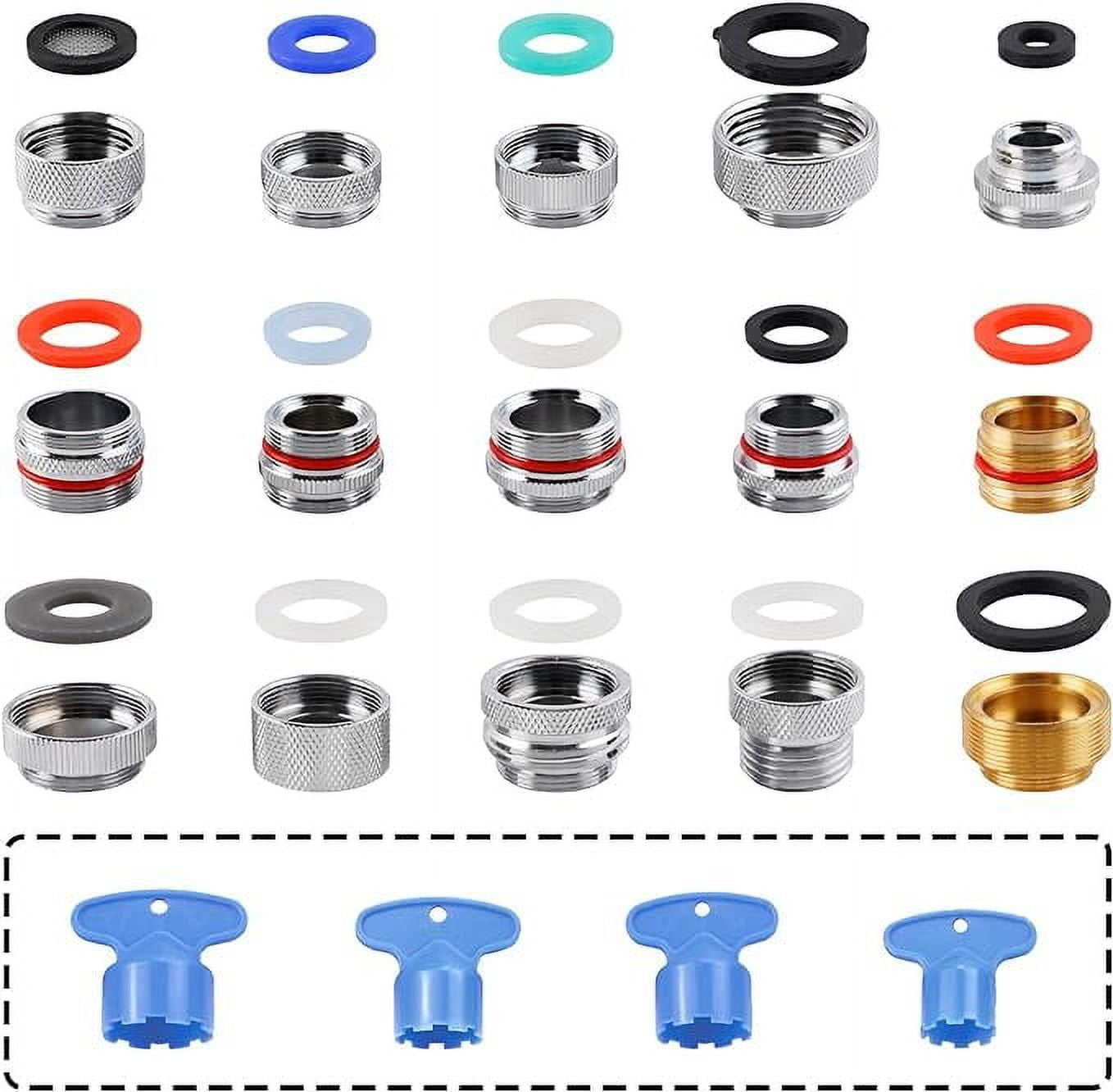 15pcs Faucet Adapter Kit, Brass Faucet Aerator Adapter Set Male Female ...