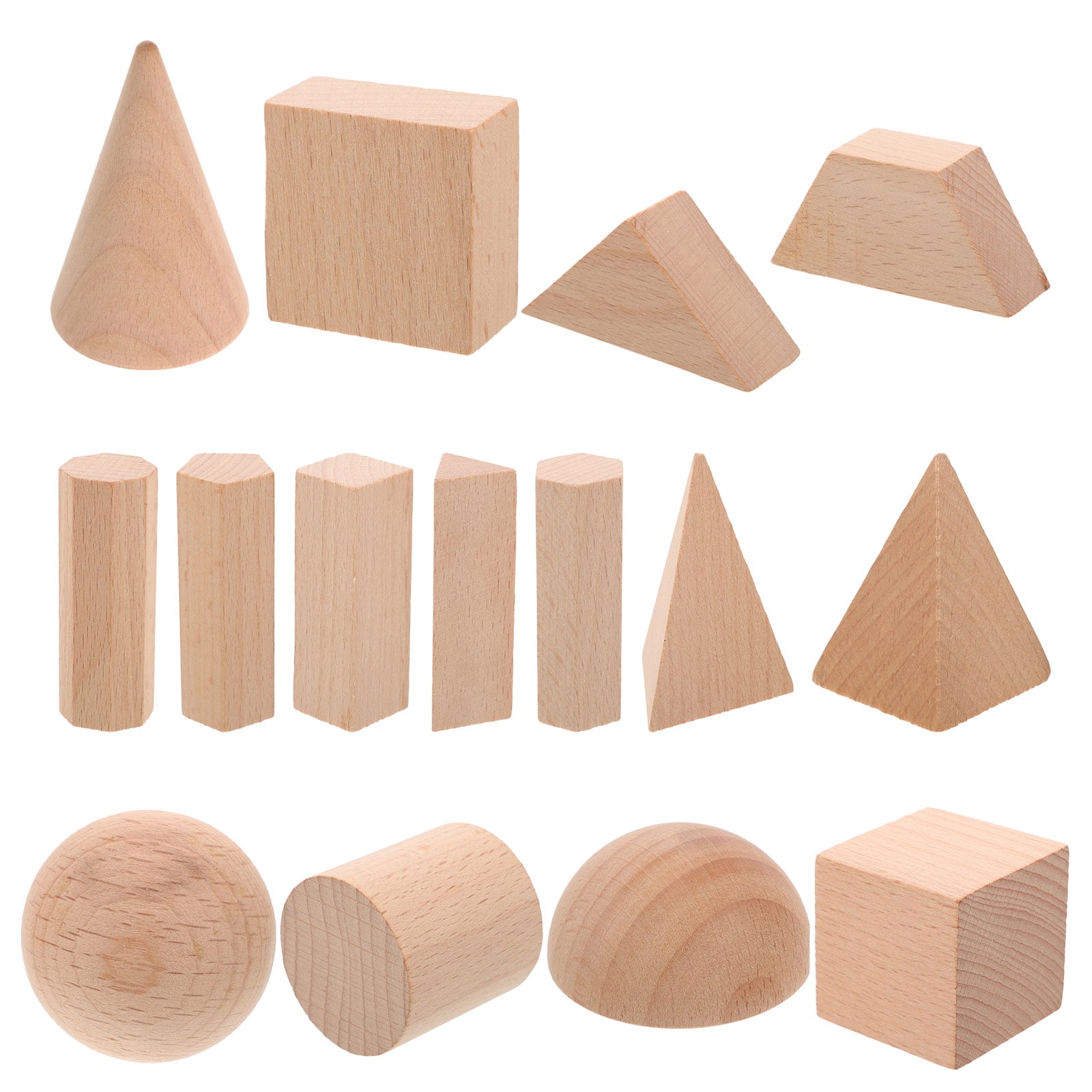 MOKKHNB Geometry Building Blocks 15Pcs Wood Square Blocks for Kids ...