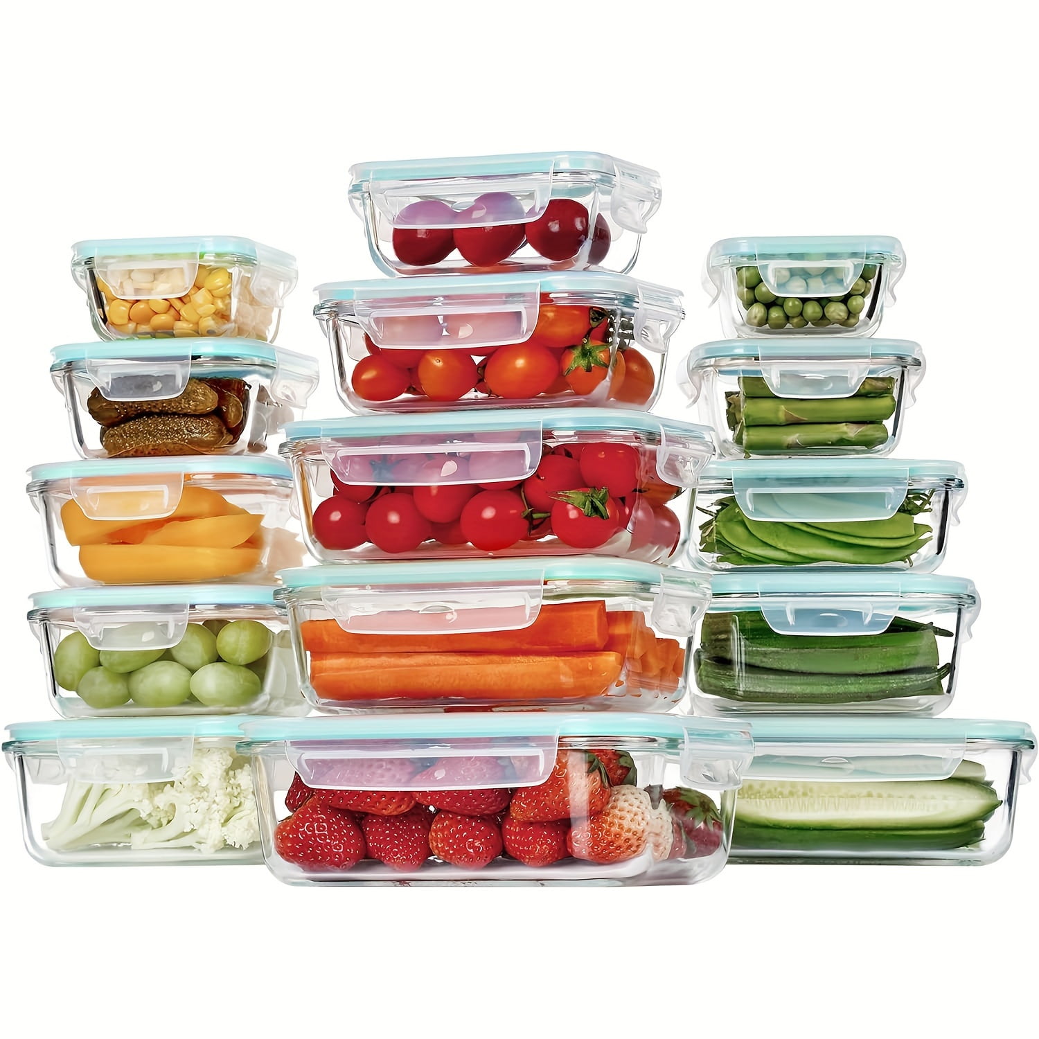 15pcs Glass Food Storage Containers with Leak-Proof Lids - BPA-Free ...