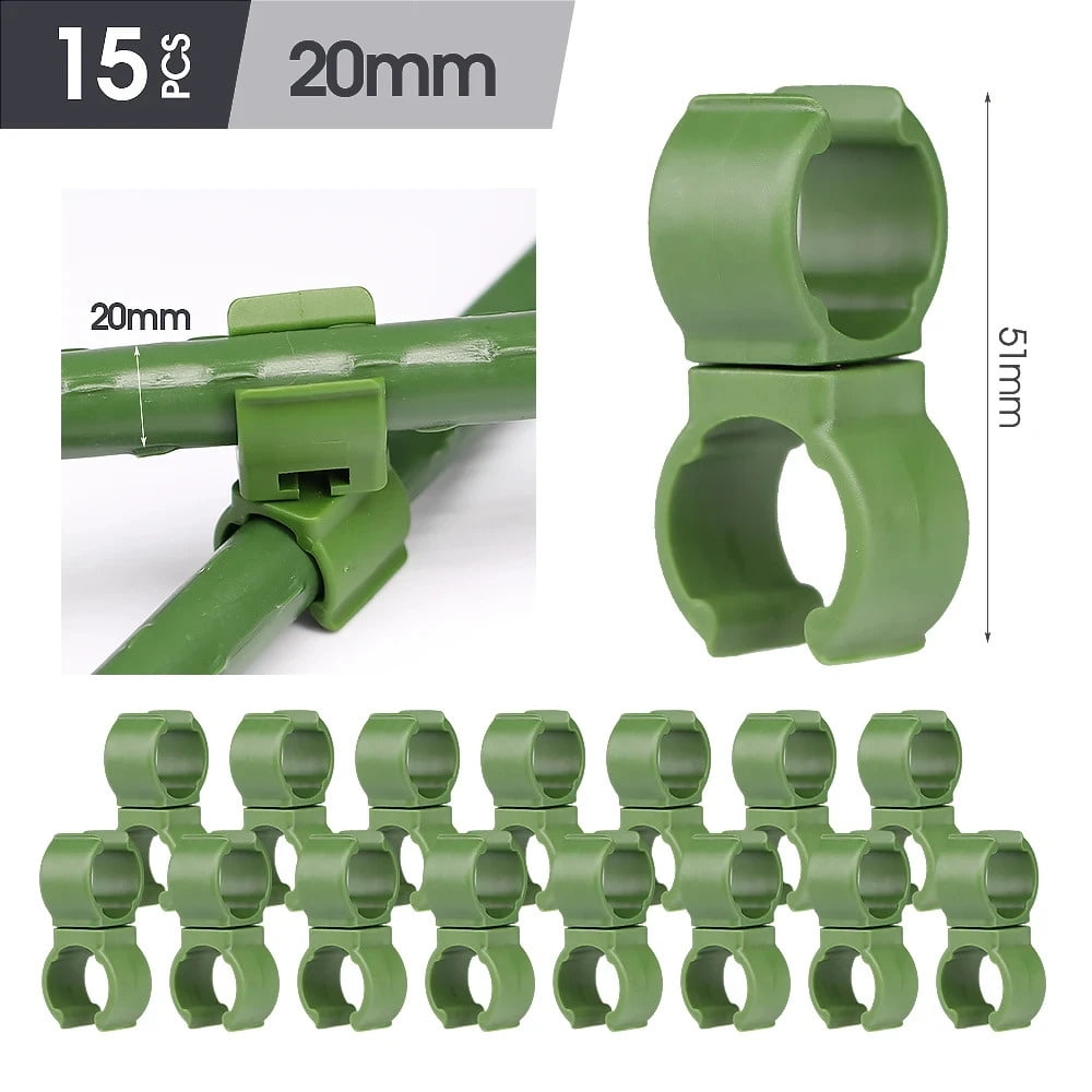 15pcs Green 8/11/16/20mm Garden Cross Clip Plastic Fastener Plant ...