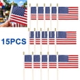 15pcs Hand Held Mini US Hand Held Flag on Stick United States Flag ...
