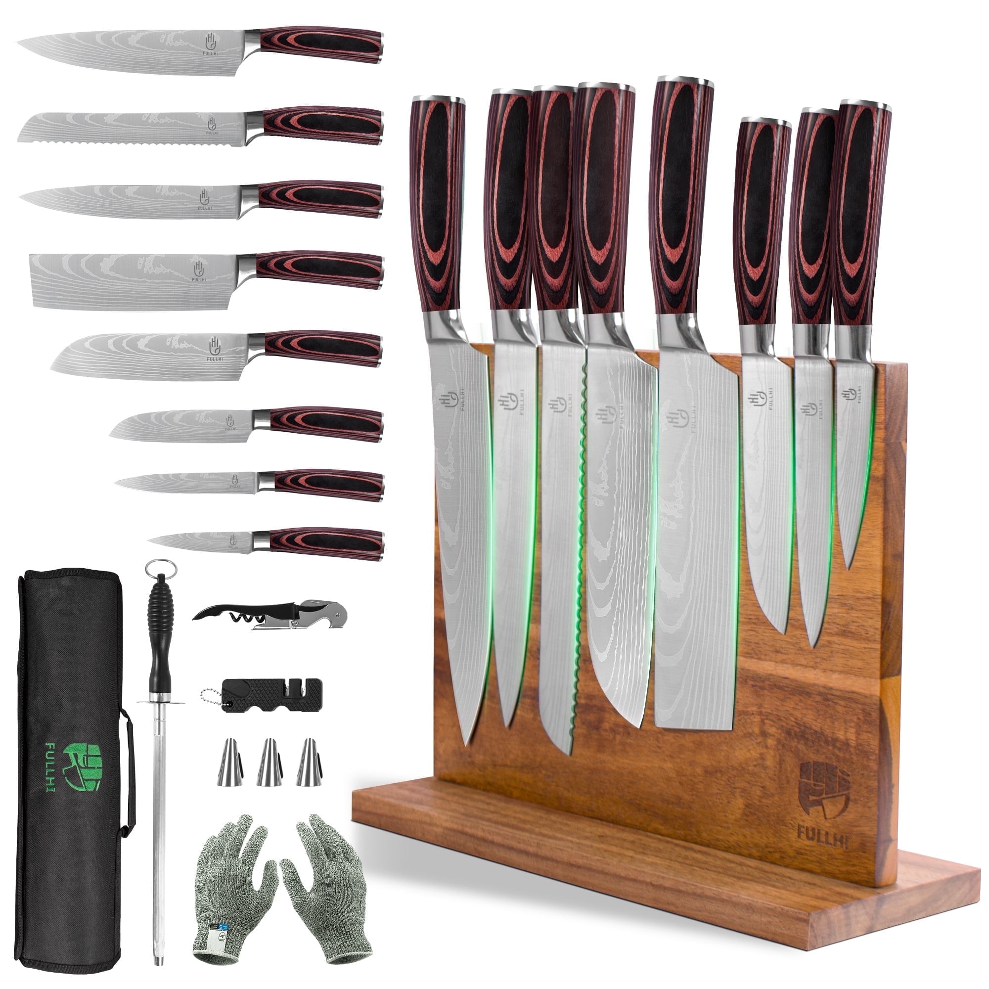 Free Shipping! XYJ Japanese Knife Block Set 15pcs Stainless Steel ...