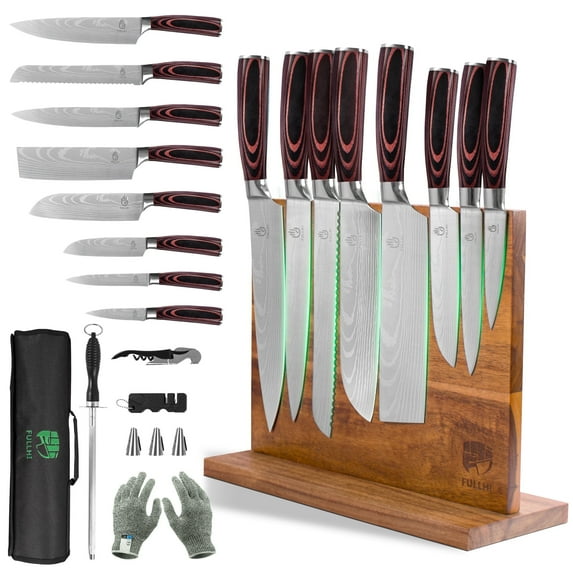 Free Shipping! XYJ Japanese Knife Block Set 15pcs Stainless Steel ...