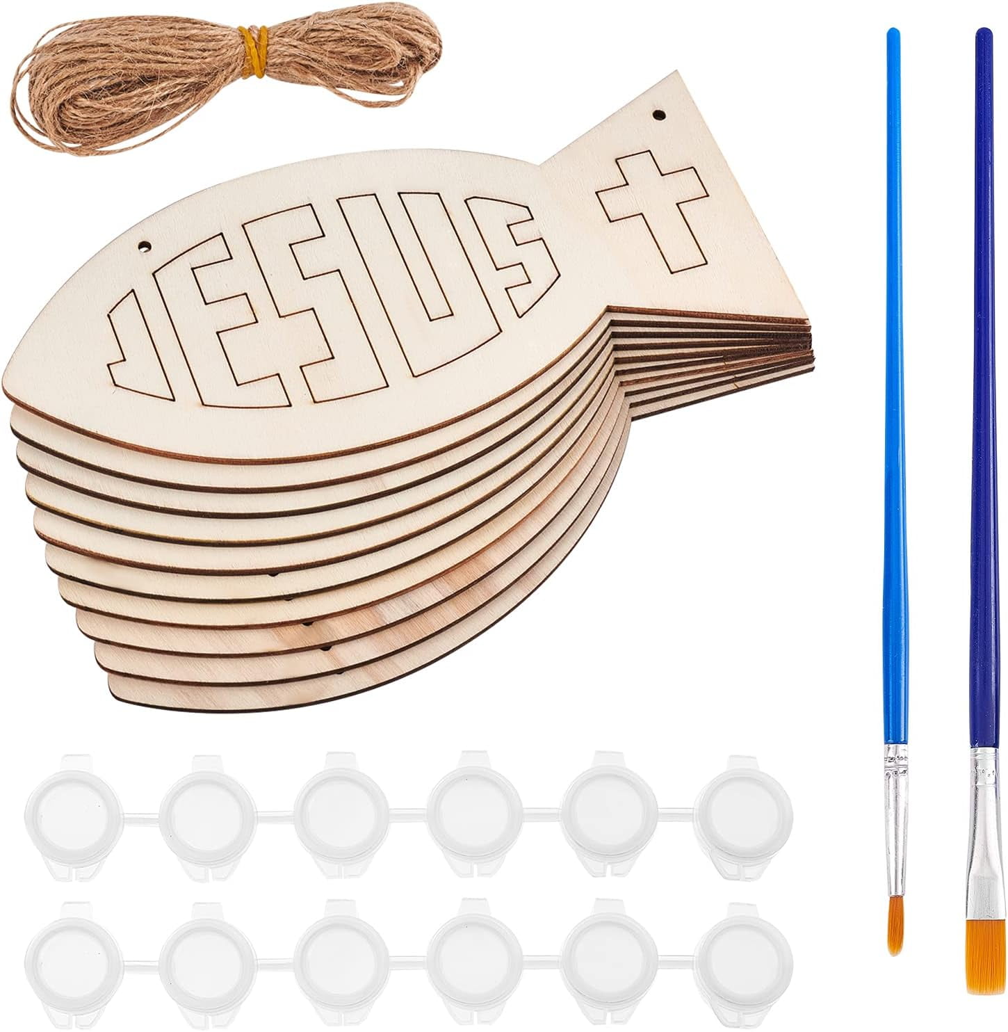 15pcs Jesus Fish Wood Ornaments Easter Decorations Unfinished Natural ...