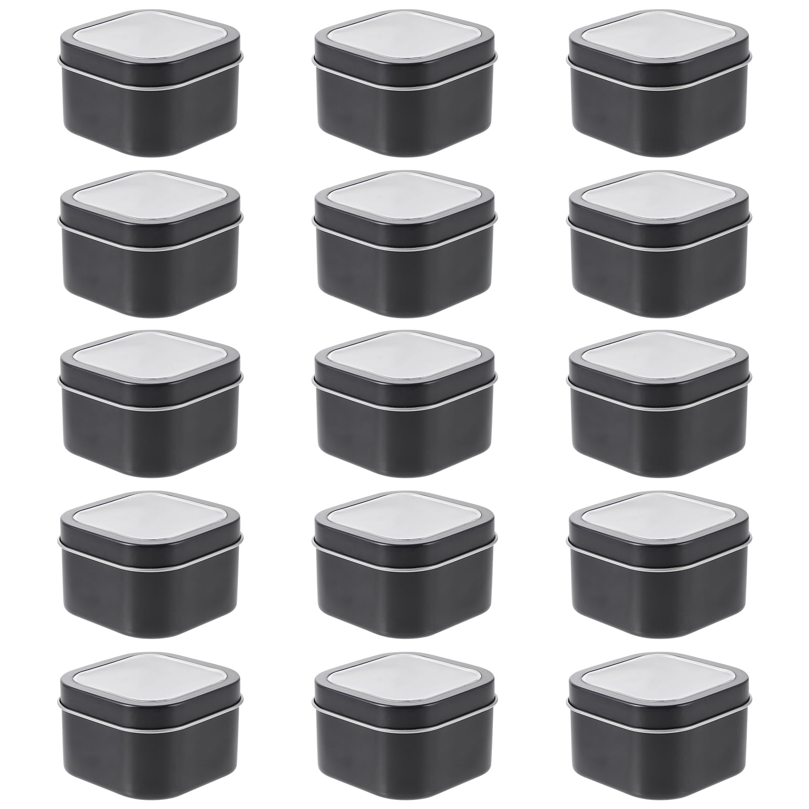15pcs Metal Storage Tin Container Square Tins Boxes with Window Lids ...