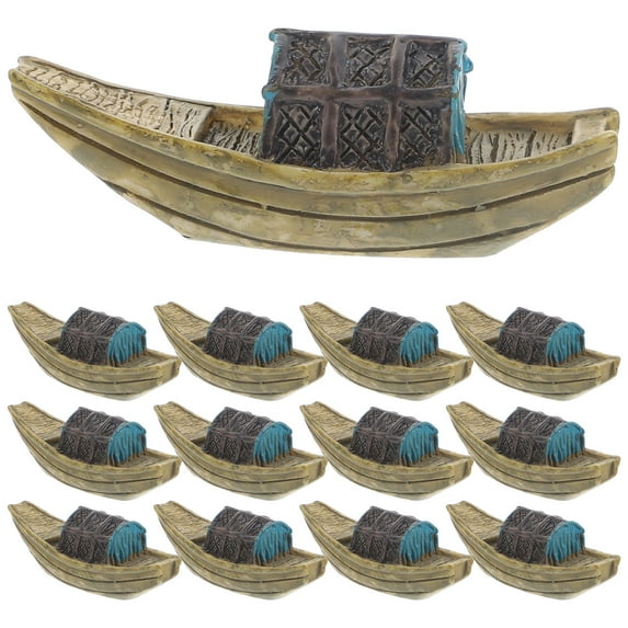 15pcs Miniature Resin Boat Figurines Mini Boat Models Doll House Mini ...