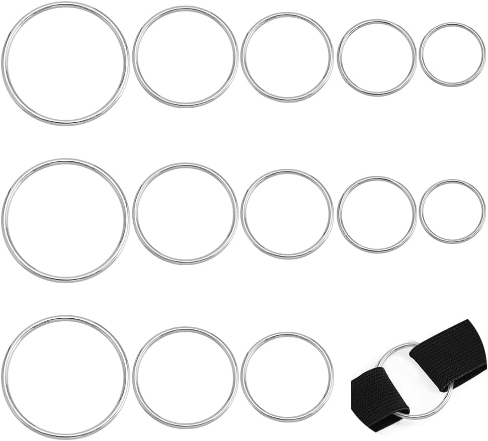 15pcs Multi-Purpose Metal O Ring 25/30/35/40/49.5mm Alloy O Ring Buckle ...