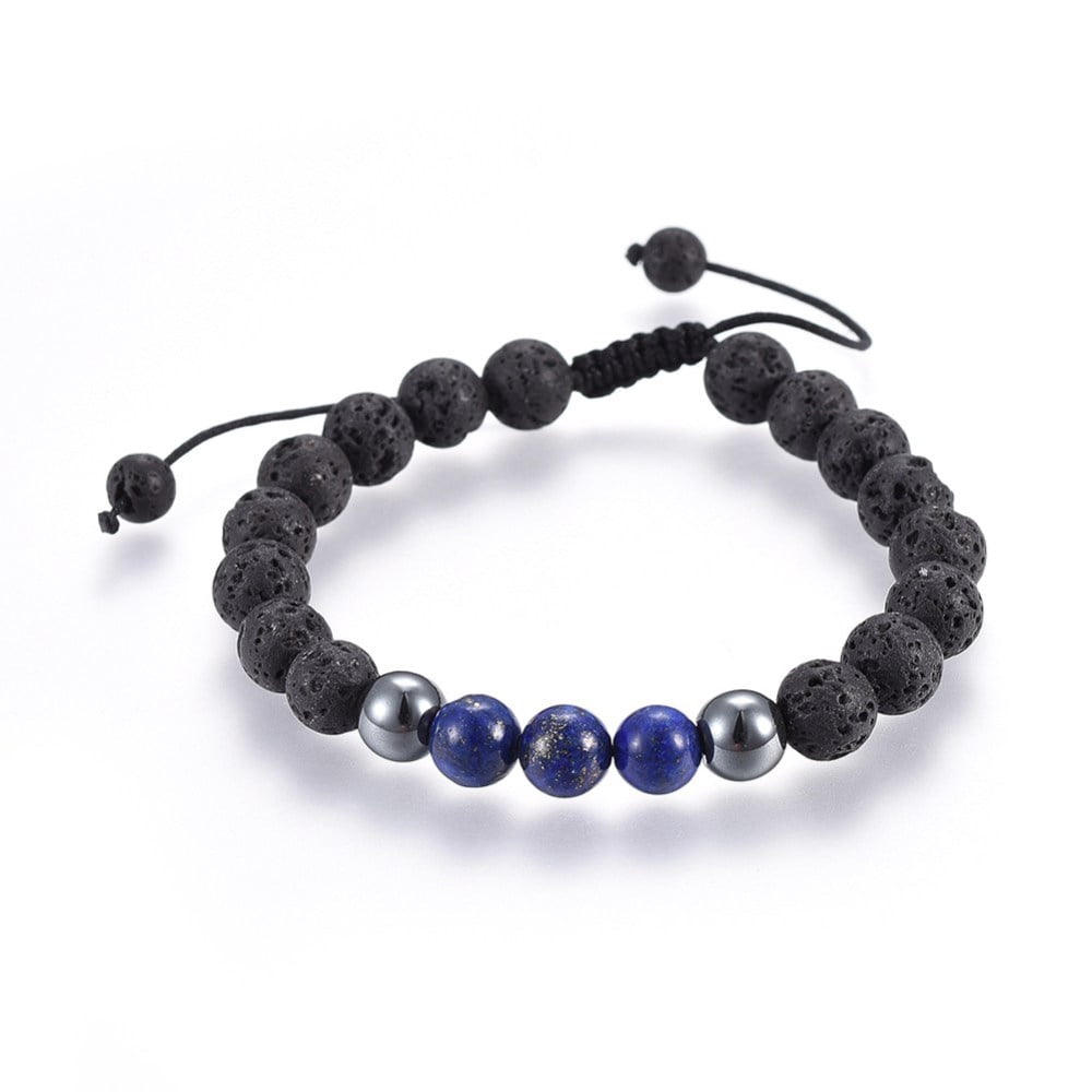 15pcs Natural Lava Rock and Non-Magnetic Hematite Beads Bead Bracelets ...