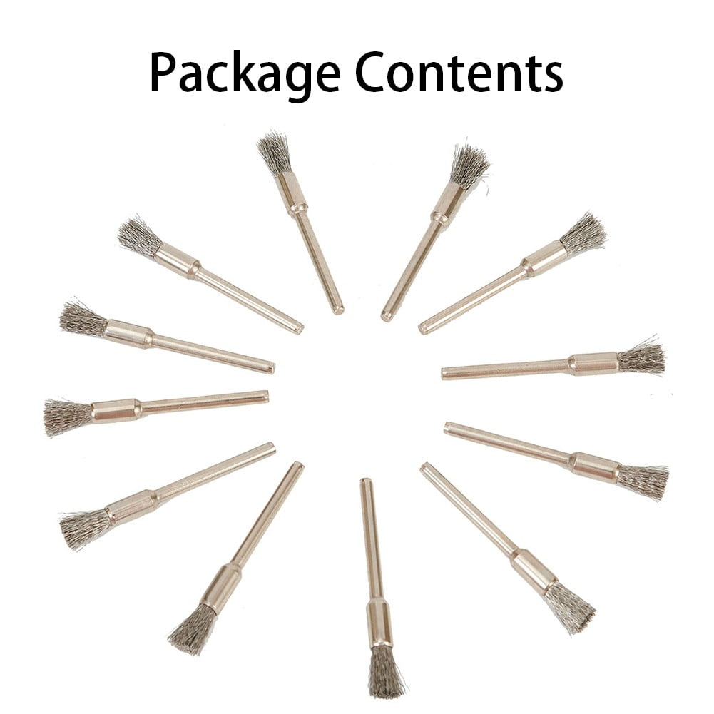 15pcs Pencil Brushes Stainless Steel Mounted Wire Wheel Mandrel Set ...