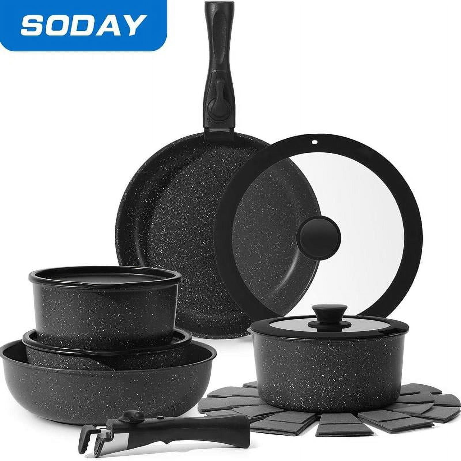 15pcs Pots and Pans Set Non Stick, Cookware Sets with Detachable Handle ...