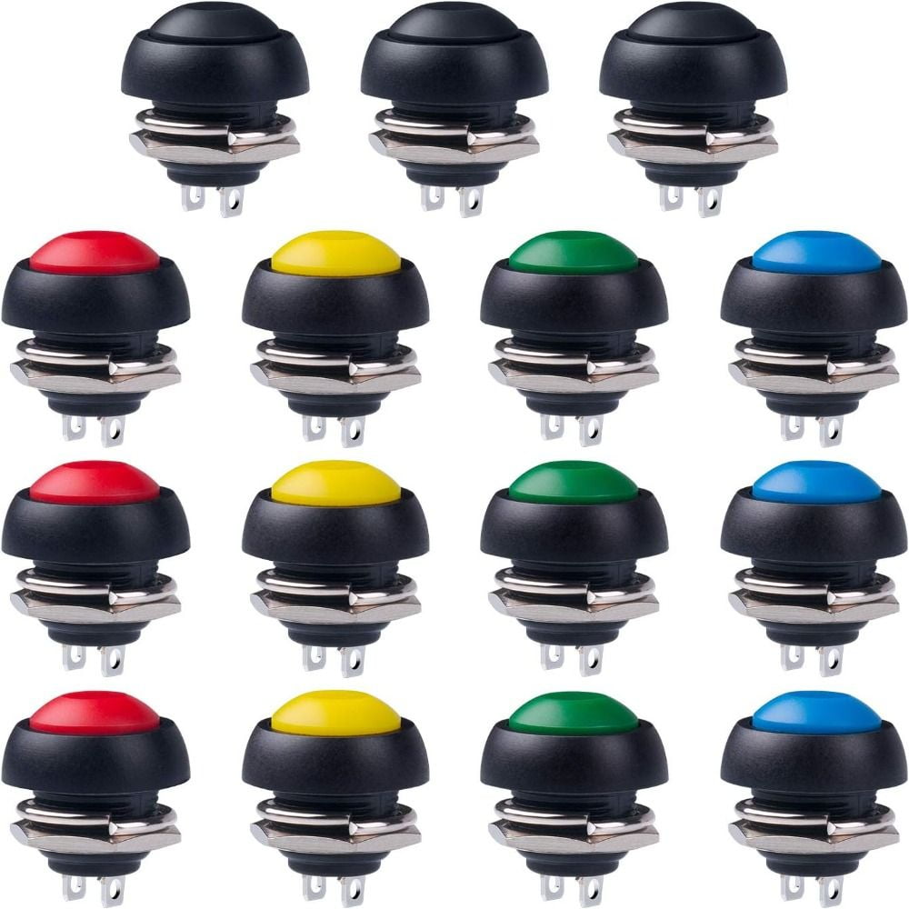 15pcs Professional Waterproof Automatic ON- OFF Switch Momentary Push Button Switch 5 Colors ...
