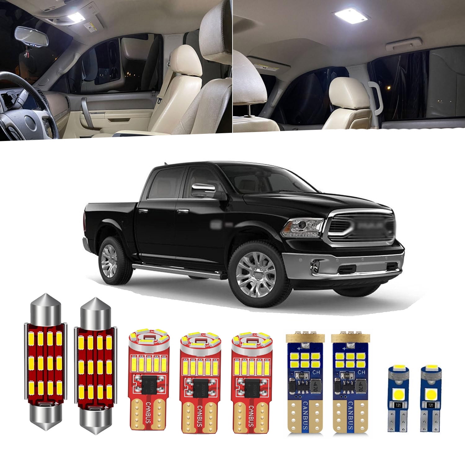 15pcs RAM 1500 Interior LED Lights Kit for 2009 2010 2011 2012 2013 ...