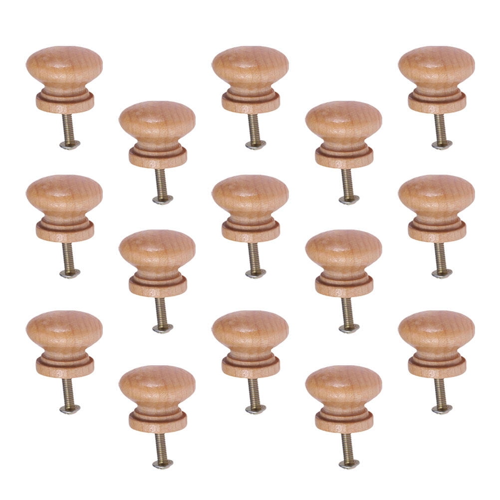 15pcs Round Wooden Drawer Knobs Mushroom Shape Unfinished Cabinet Pulls ...