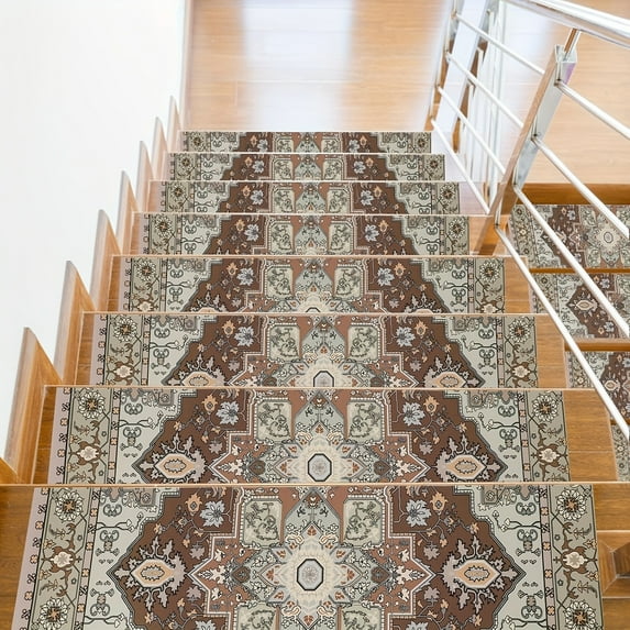 15pcs Stair Treads for Wooden Steps Set of 15, 8"x30" Non Slip Carpet ...