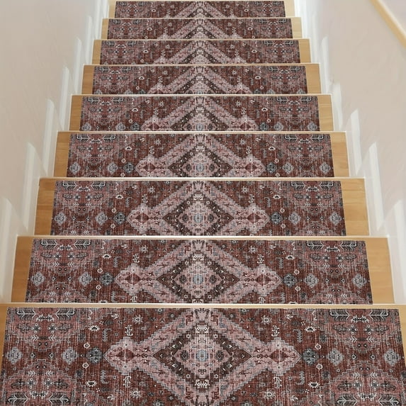 15pcs Stair Treads for Wooden Steps Set of 15, 8"x30" Non Slip Carpet Stair Treads Rubber Stair ...