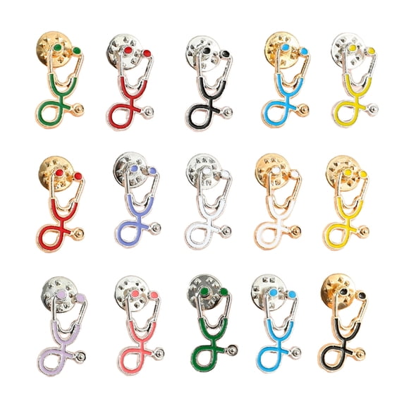 15pcs Stethoscope Brooches Pin for Doctors Nurses Jackets Coat Lapel ...