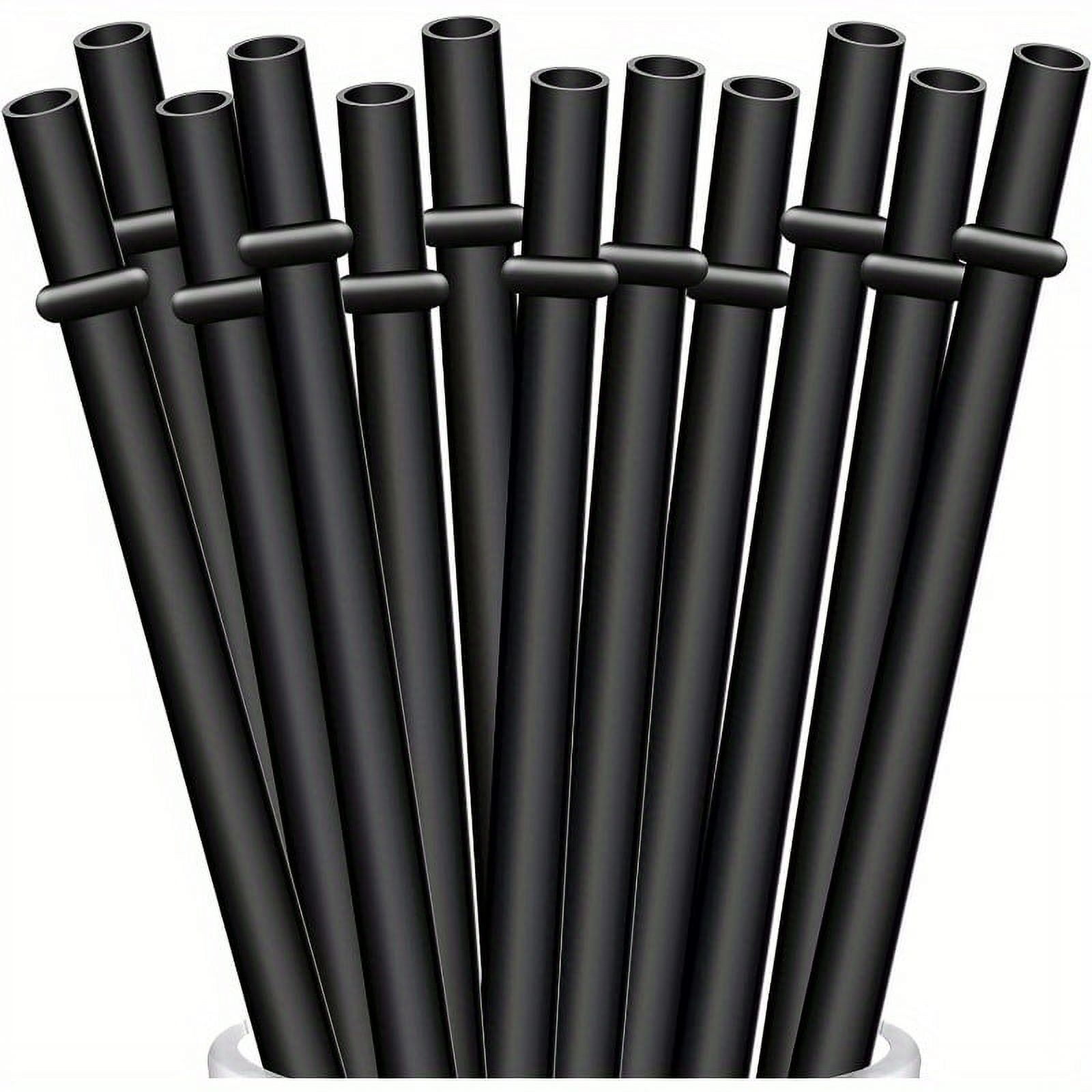 15pcs, Straw, Reusable Black Straws, 11.81inch" Long Hard Plastic ...