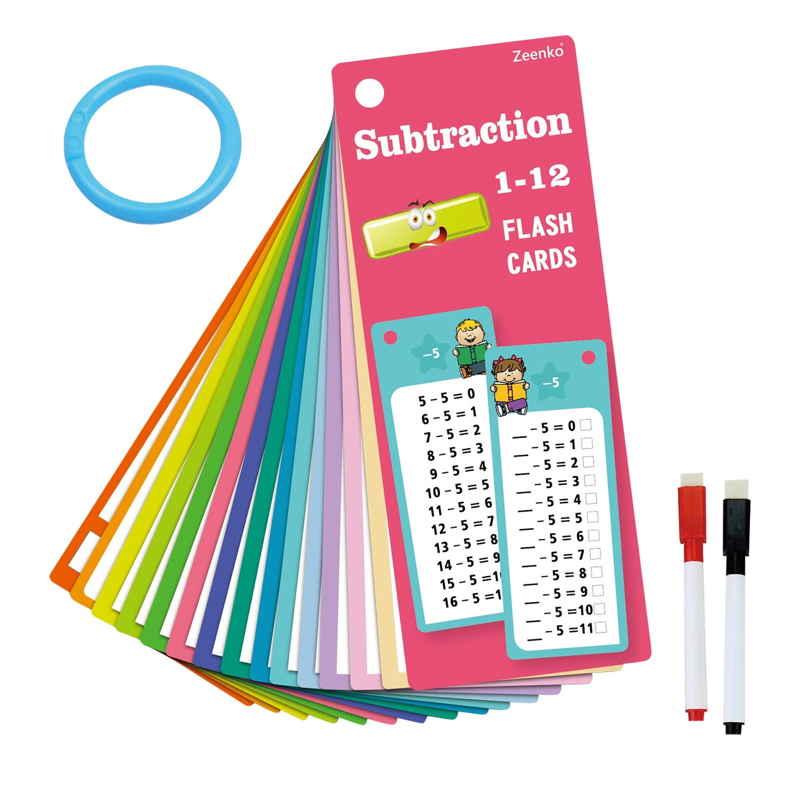 15pcs Subtraction Flash Cards 0-12 Times Table Flash Card,Flash Cards ...