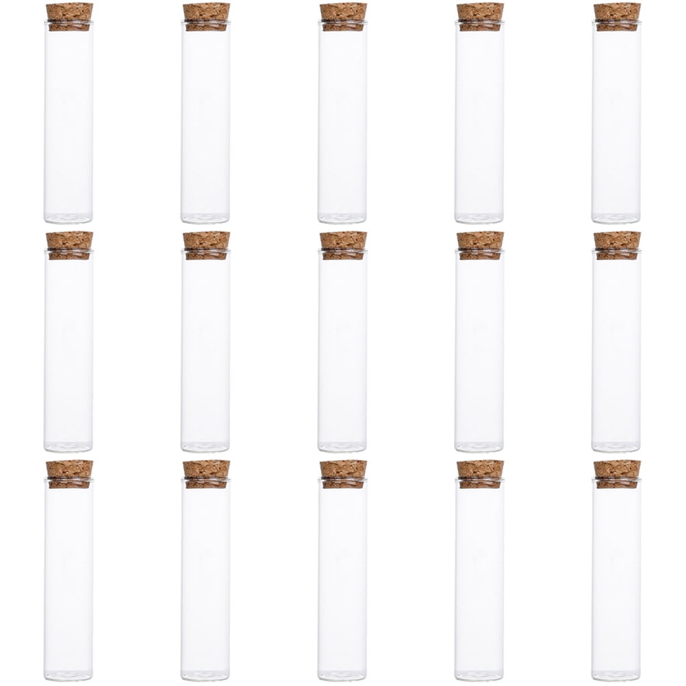 15pcs Transparent Test Tube with Cork Clear Glass Votive Bottle Drift ...