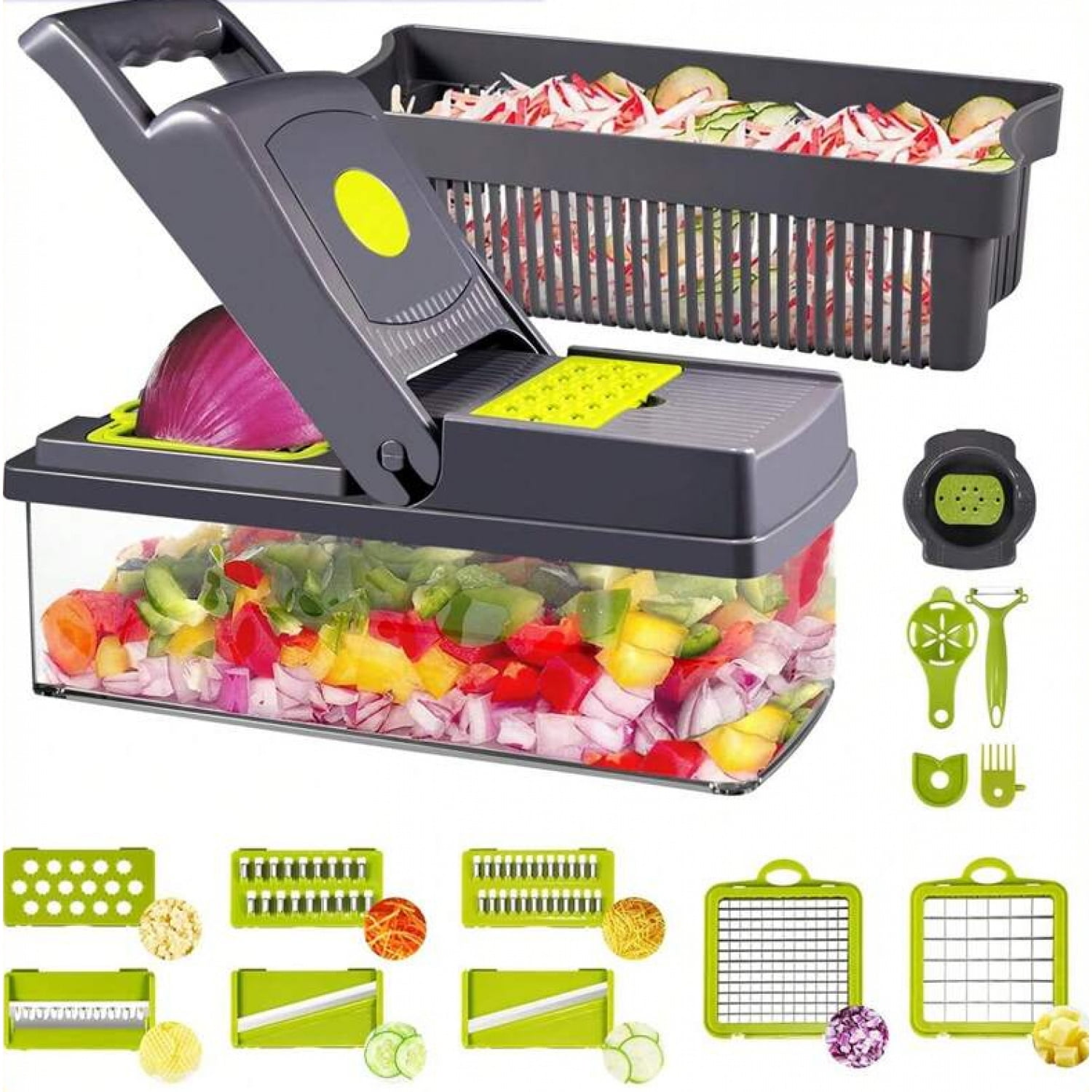 15pcs Vegetable Chopper Kit, Multi-Functional Fruit Slicer, Manual Food ...