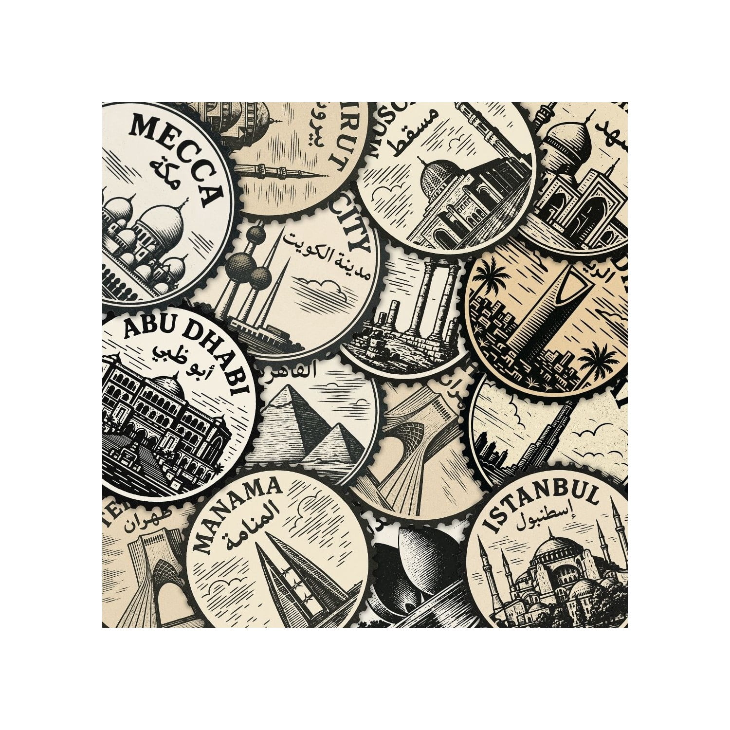 15pcs Vintage Retro Stamp Illustration Car & Racing Sticker Pack ...