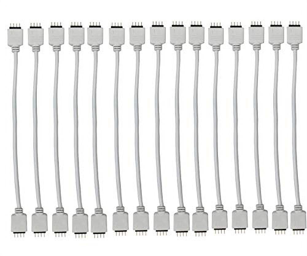 15pcs White 0.3M 0.98ft 4 Color RGB Extension Cable LED Strip Connector ...