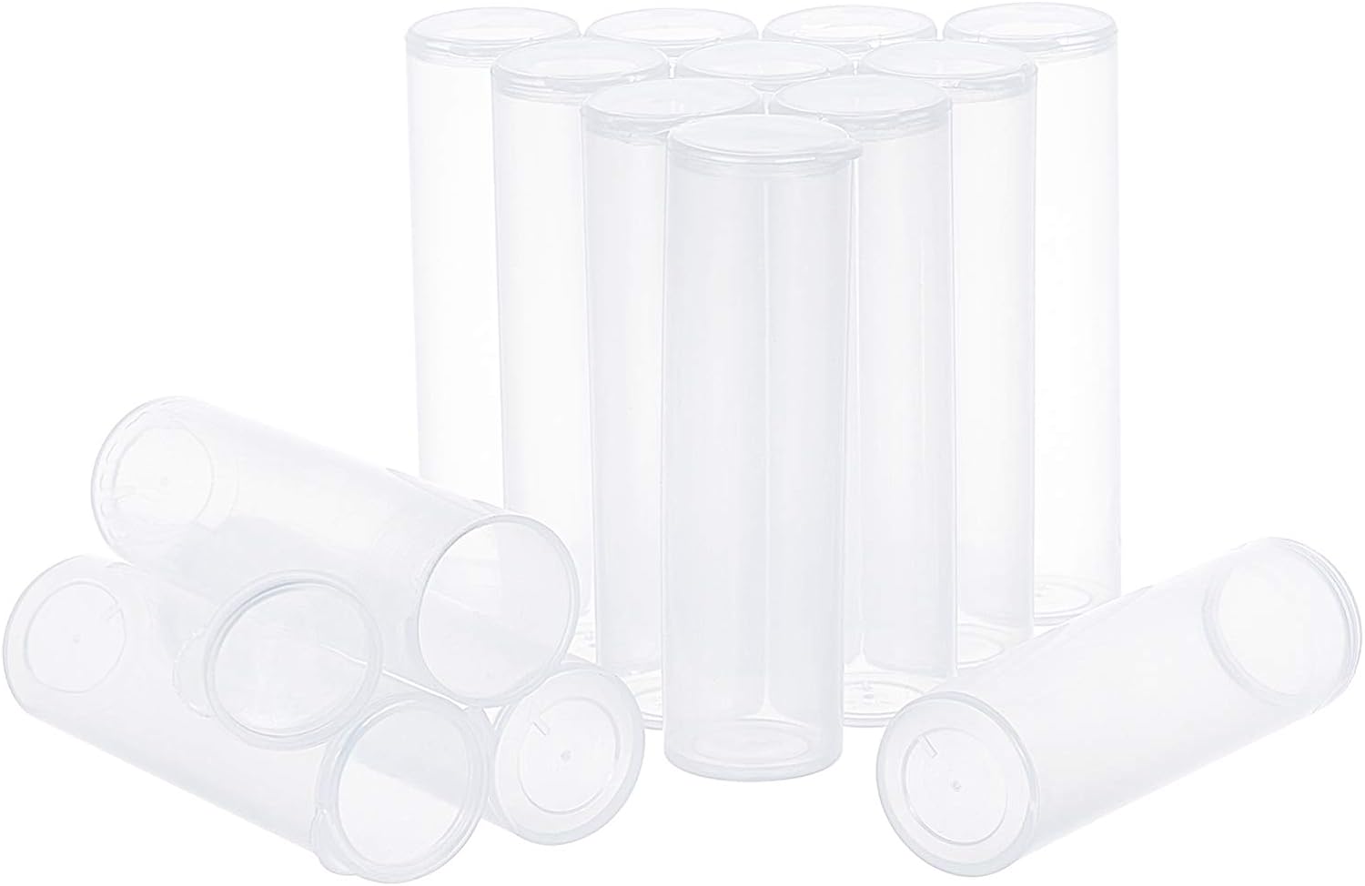 15pcs White Column Transparent Containers 1.2" Plastic Bead Containers ...