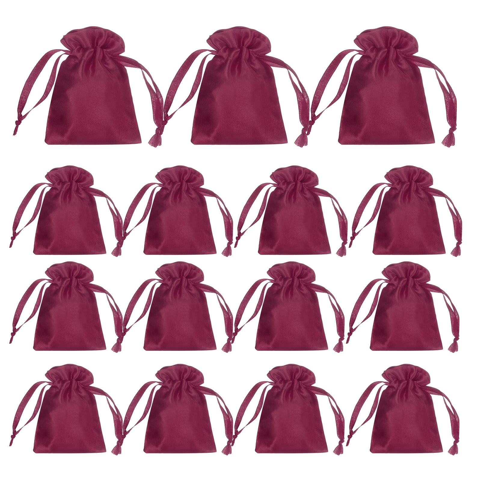 15pcs Wine Red Satin Gift Bags with Drawstring, 3.5" x 2.8" Party Favor ...