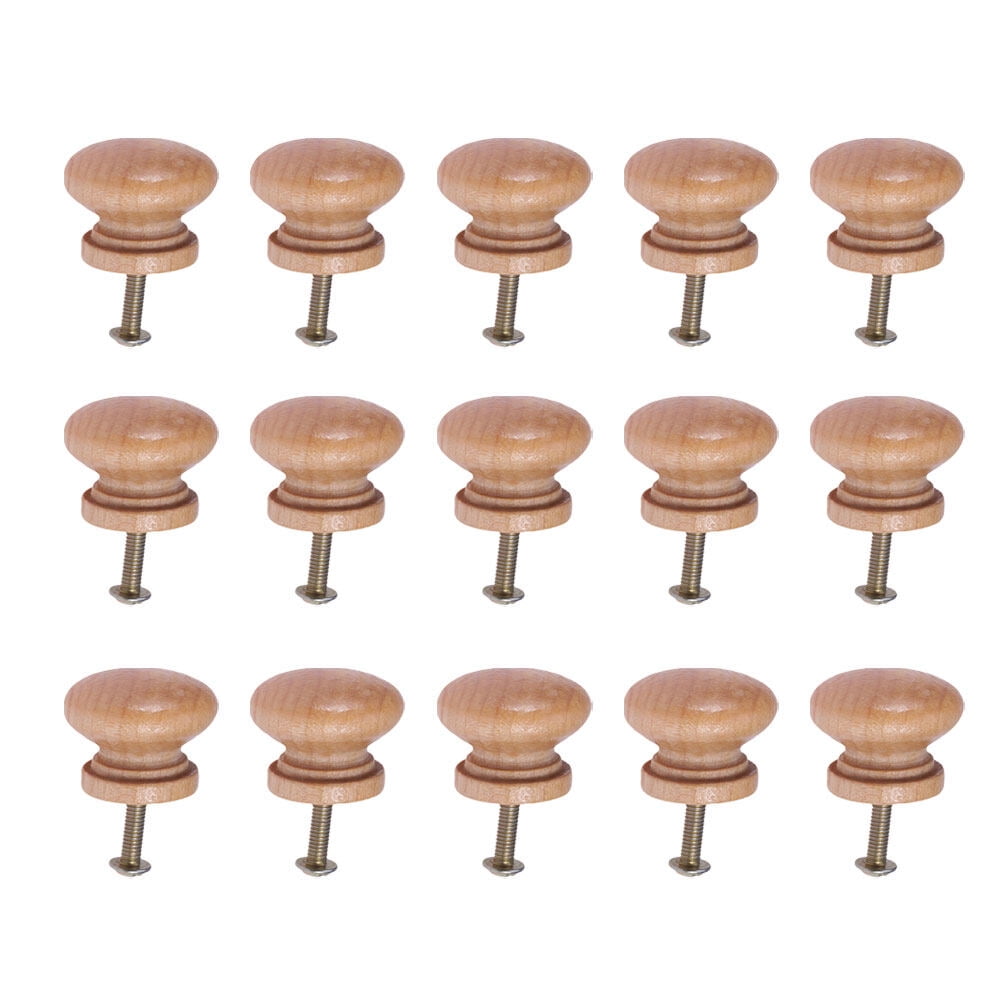Howooi 15pcs Wooden Knobs Handle Mushroom Drawer Knobs Door Handle Knob ...