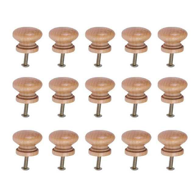 15pcs Wooden Knobs Handle Mushroom Drawer Knobs Door Handle Knob with ...