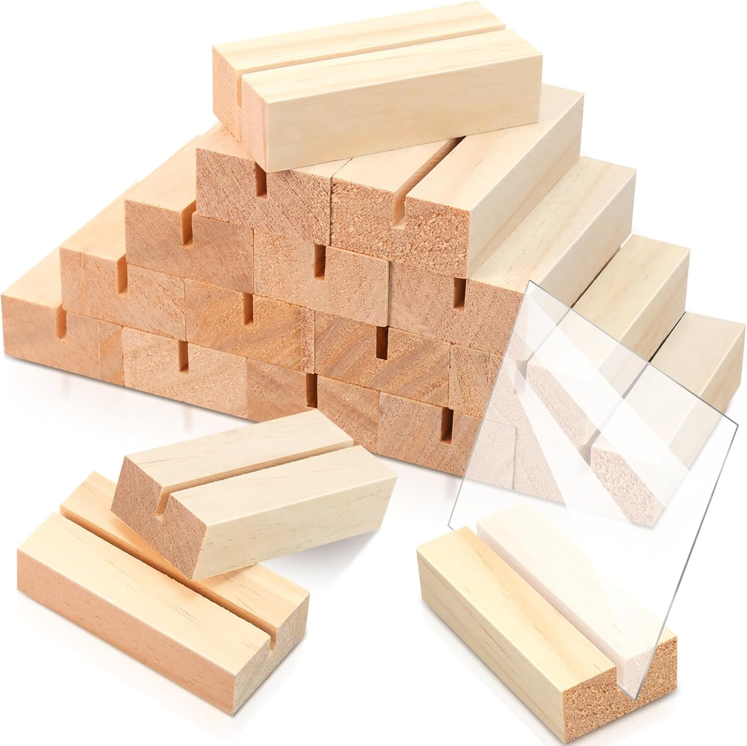 15pcs Wooden Table Number Stand Wood Place Card Holder Picture Holder ...