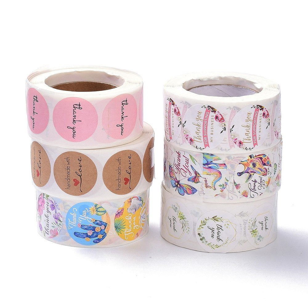 15rolls Round PVC Self-Adhesive Paper Stickers Adhesive Labels Mixed ...
