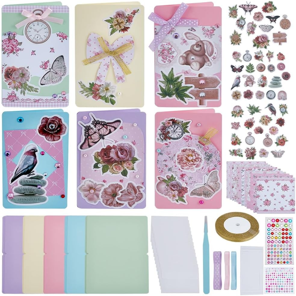 15set DIY Card Making Kit Spring Flowers Butterfly Theme Greeting Card ...
