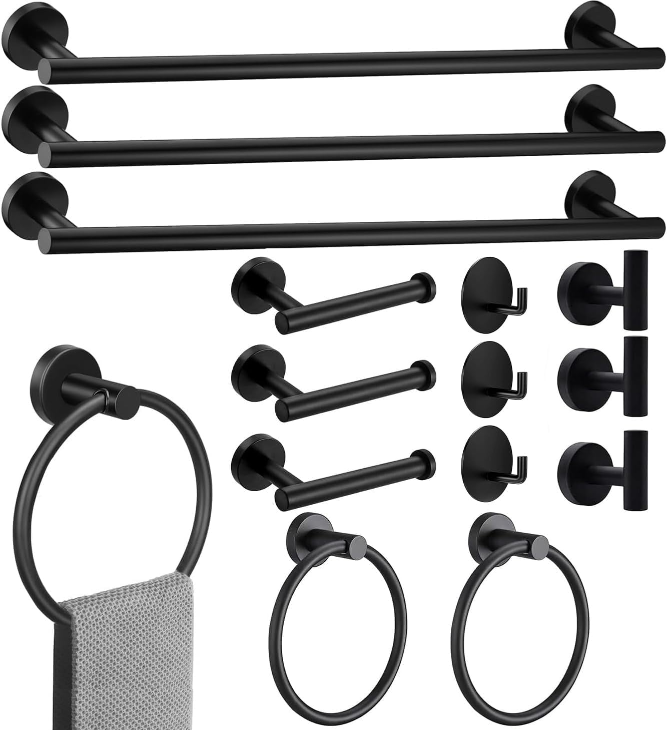 15sets 23.6inch Matte Black Bathroom Hardware Set, Include 3PCS 23 ...