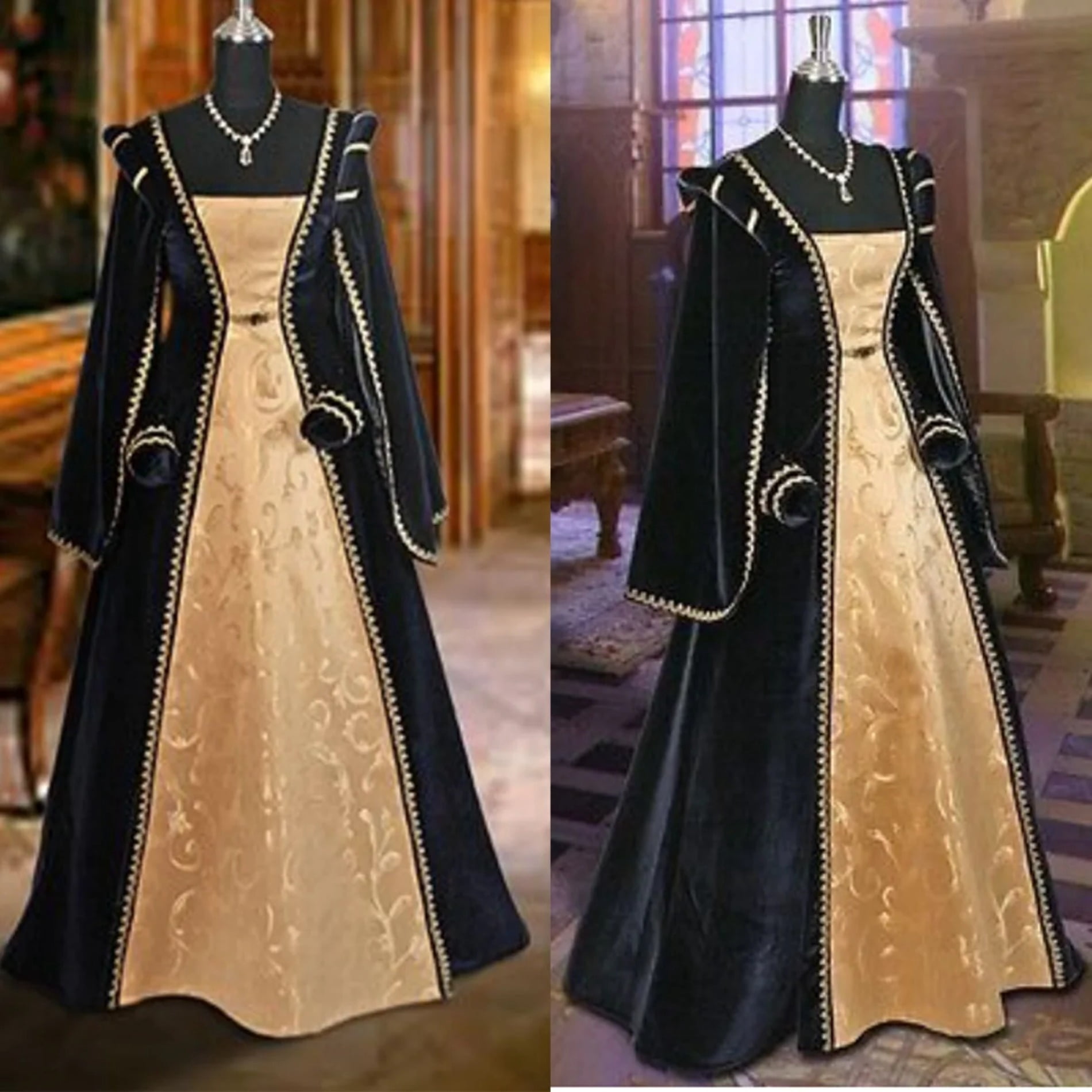 15th-16th Century Tudor Dress Queen Anne Boleyn Costume Ball Gown Women ...