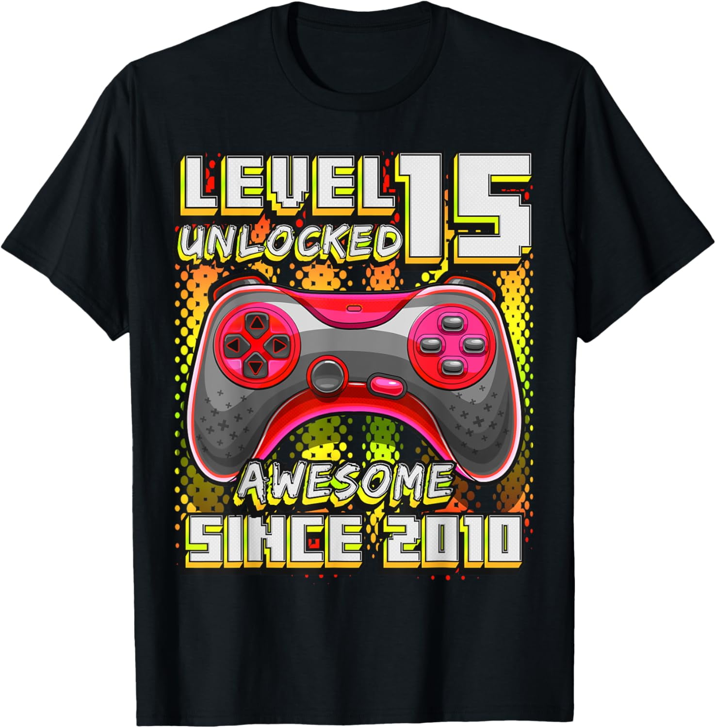 15th Birthday Boy Level 15 Gamer 15 Year Video Game Party T-Shirt ...