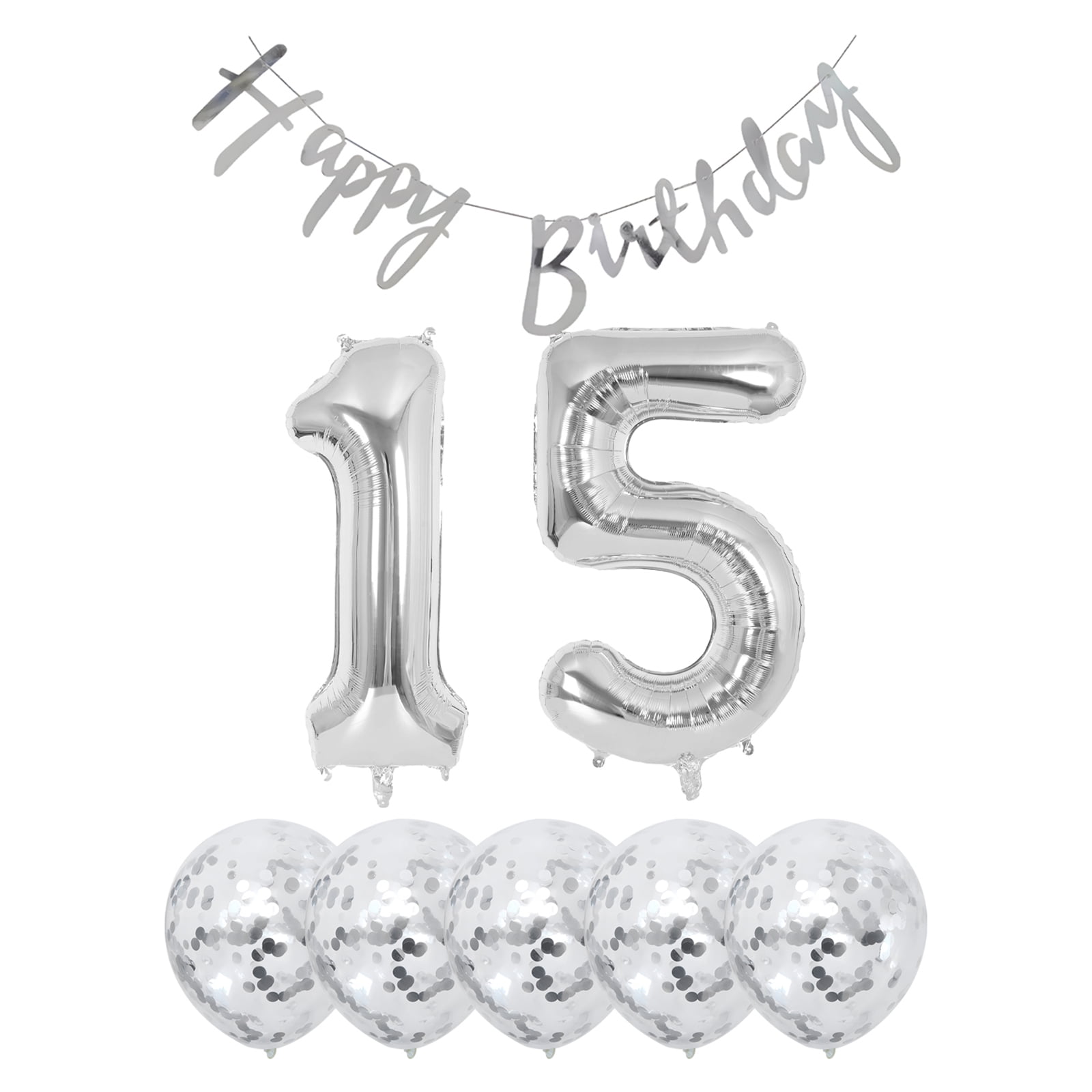 15th Birthday Decorations for Girl Silver Double Digits Birthday Party ...