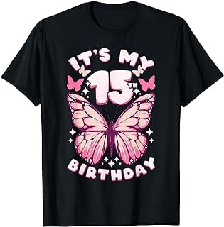 15th Birthday, Girl 15 years, Butterflies and Number 15 T-Shirt ...