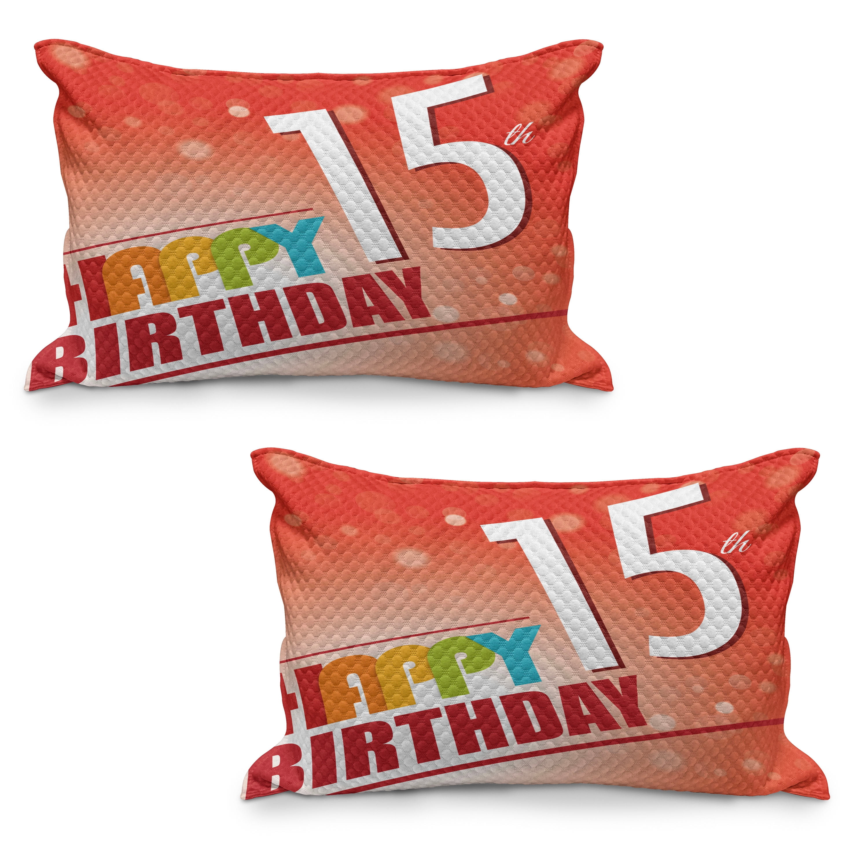 15th Birthday Quilted Pillowcover Set of 2, Happy Fifteenth Birthday ...