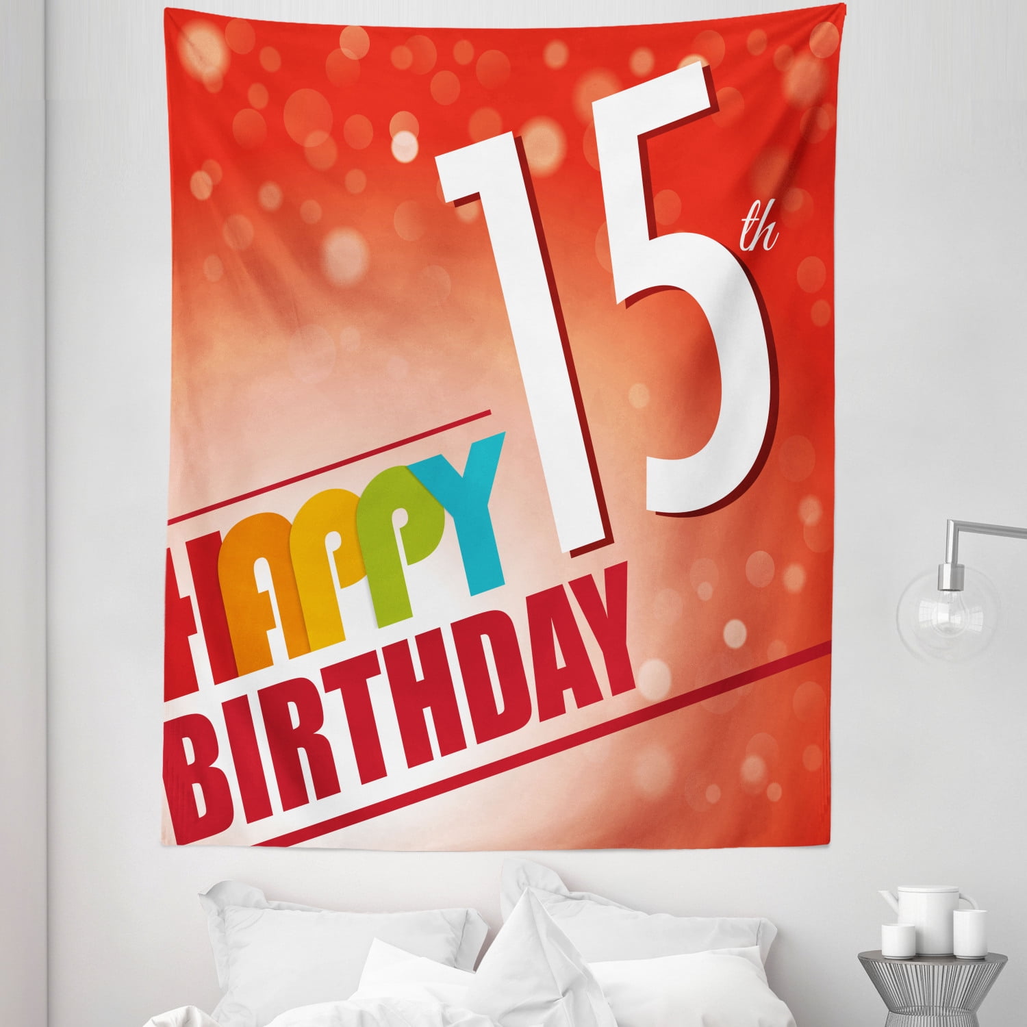 15th Birthday Tapestry, Happy Fifteenth Birthday Concept with Greetings ...