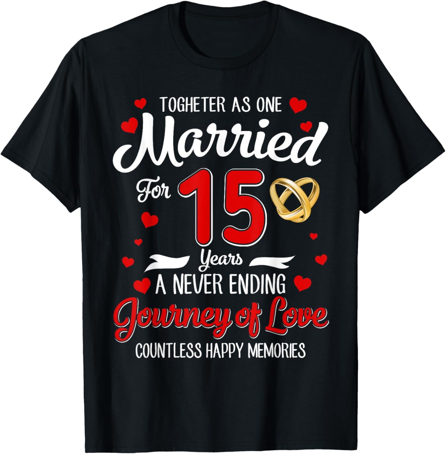 15th Wedding Anniversary 15-Year Married Couple Matching T-Shirt ...