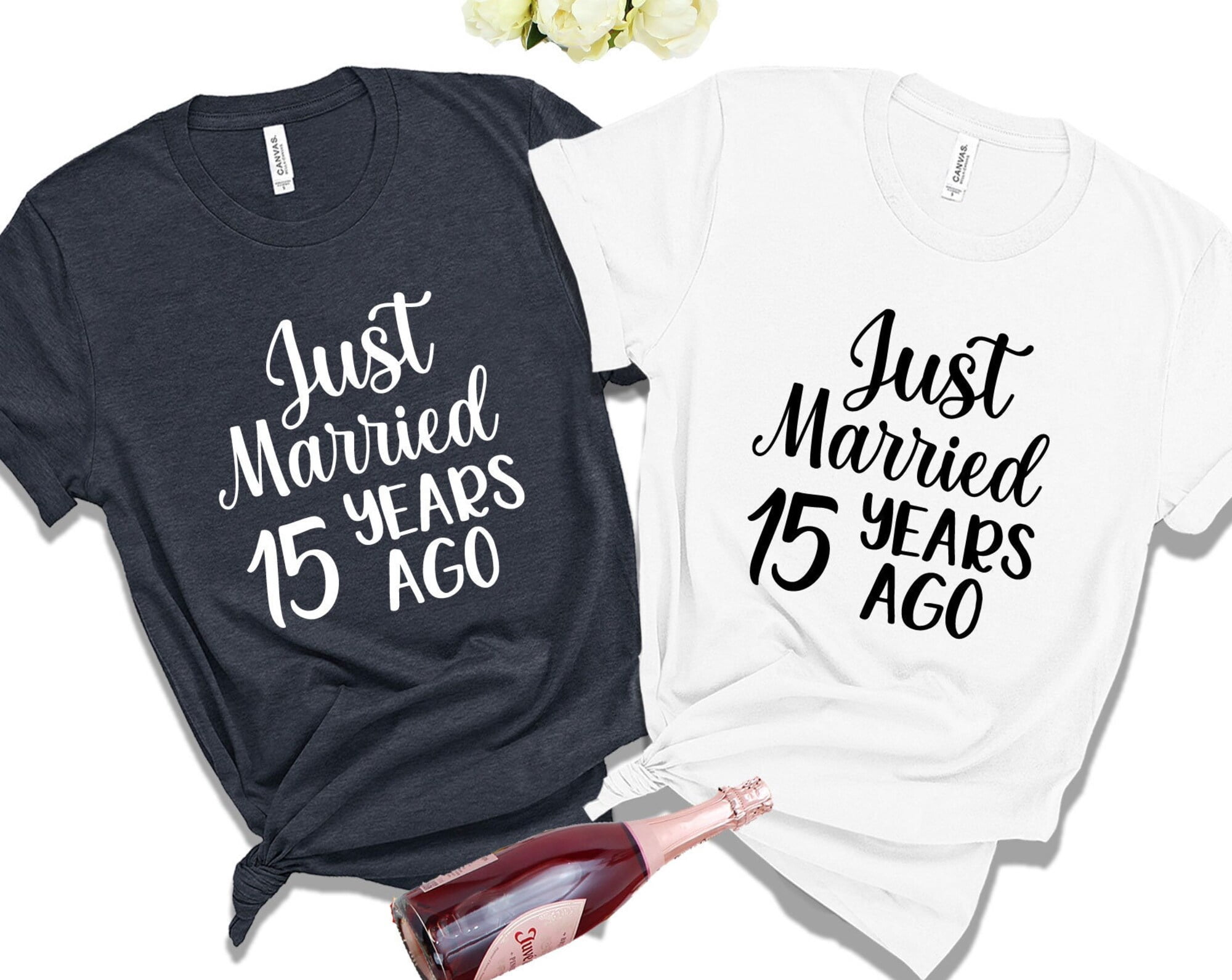 15th wedding anniversary shirt Just Married 15 Years Ago Shirt Gift for ...
