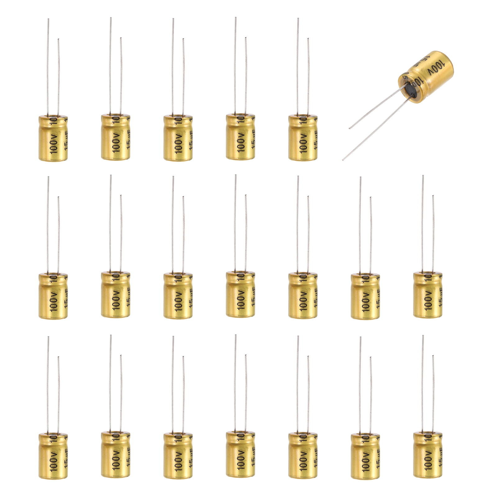 15uF 100V Non-Polarized Electrolytic Capacitor, 8mm x 12mm Aluminum ...