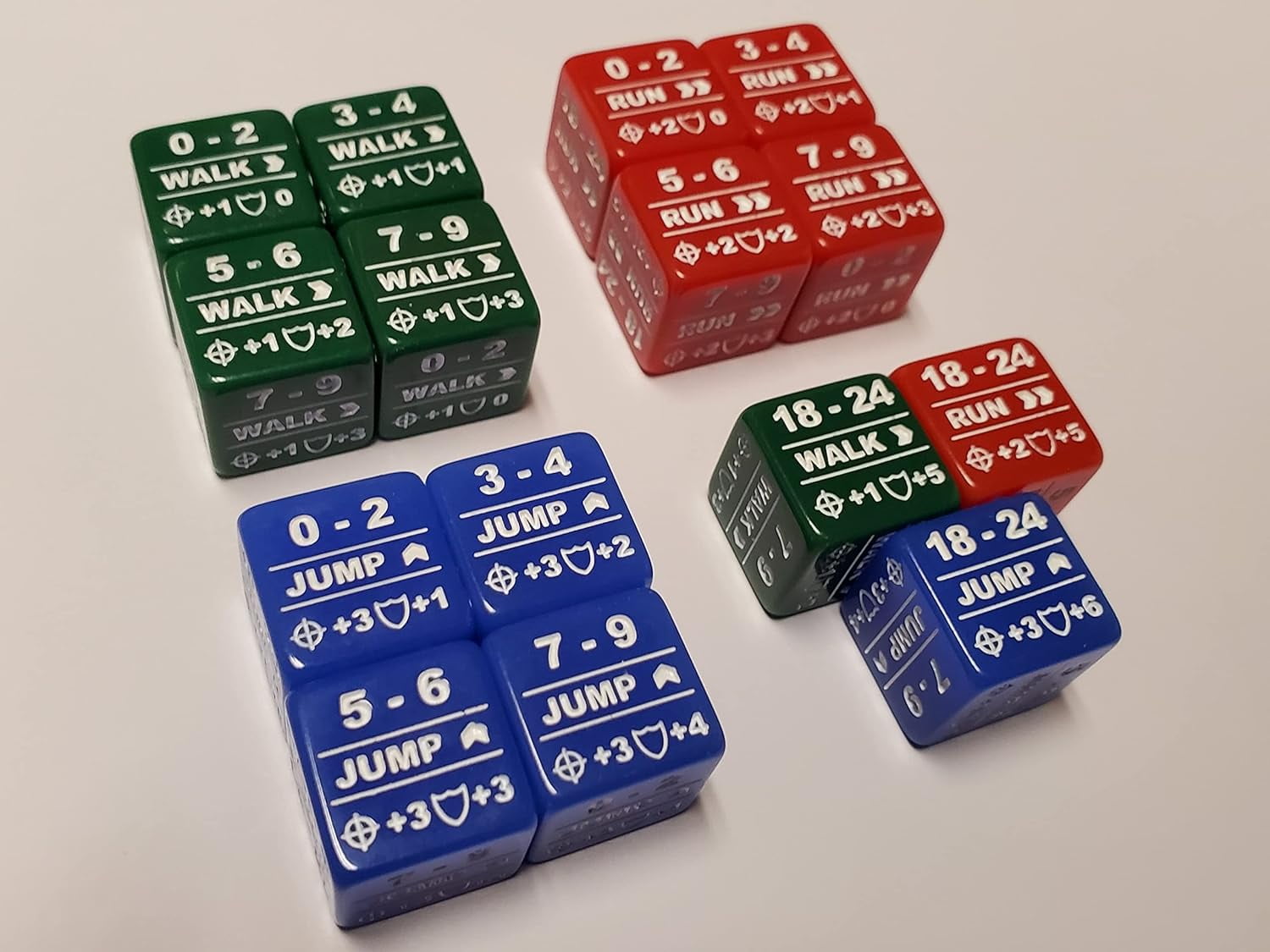 15x Battletech Movement Dice / Color Coded Walk Run Jump Movement ...
