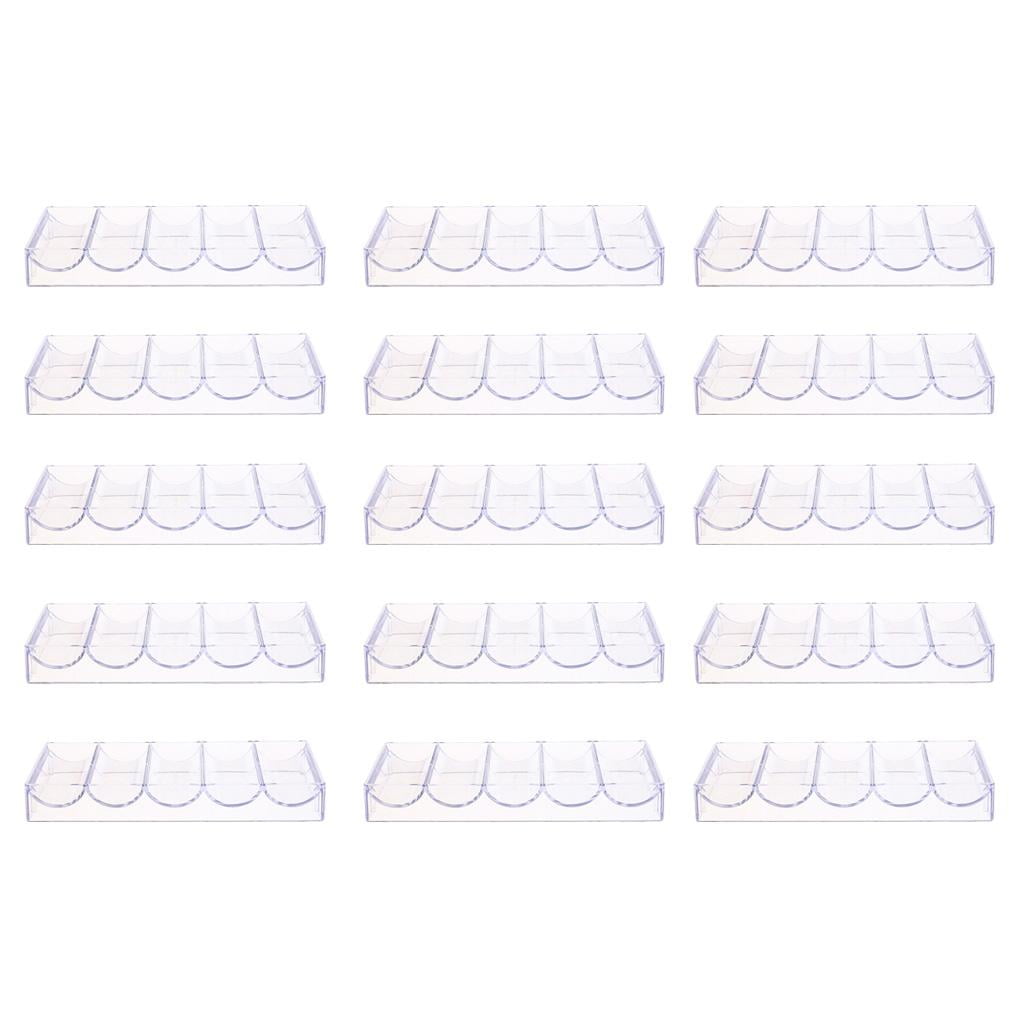 15x Chip Trays Clear Acrylic Stackable 100 Chips Capacity No Lid Table ...