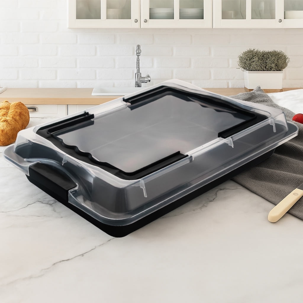 15x10 Inch Cake Pan with Lid and Handle, EXERAUO Large Non-Stick Baking ...