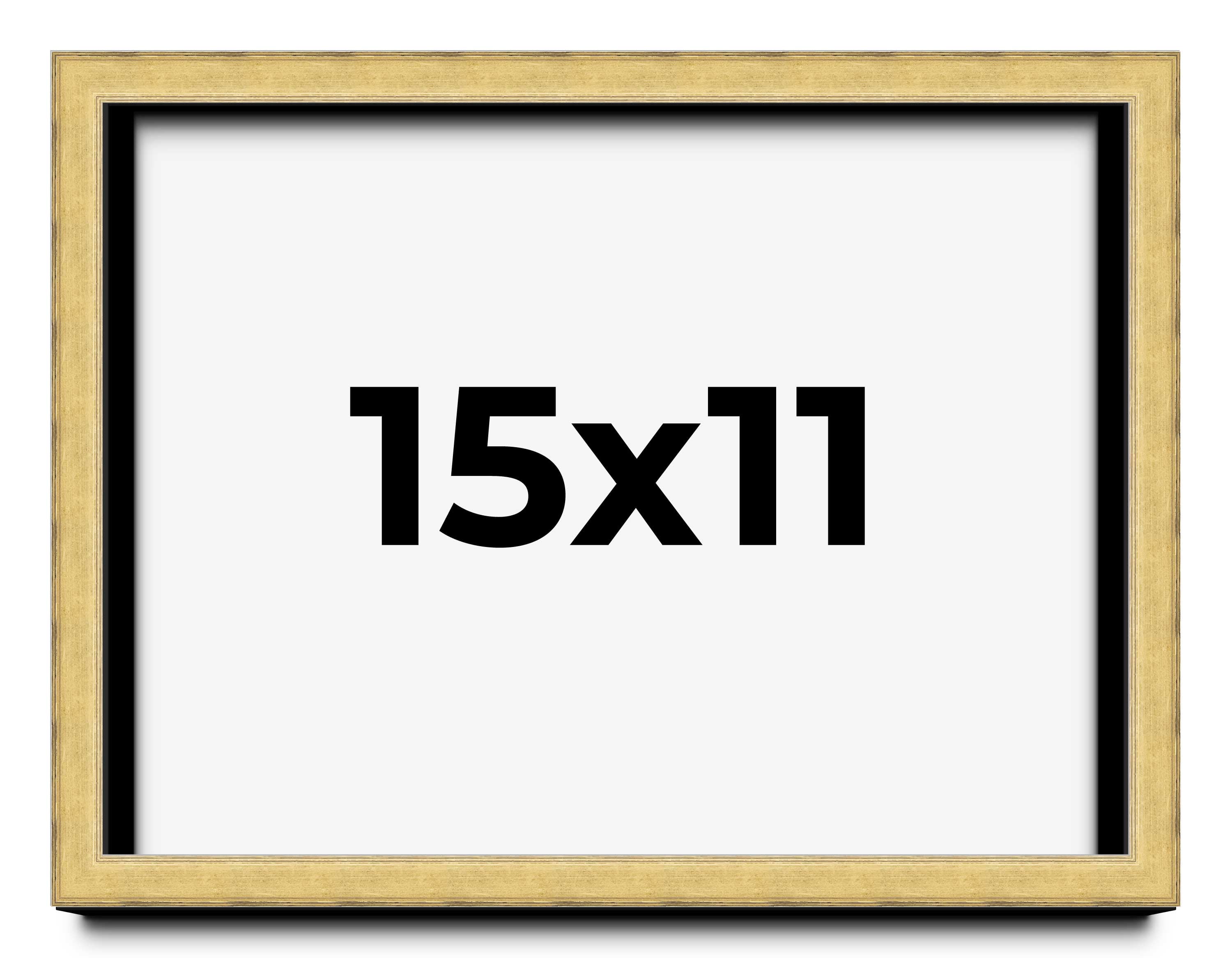 15x11 Shadow Box Frame Gold | 1.375 Inches Deep Real Wood Contemporary ...
